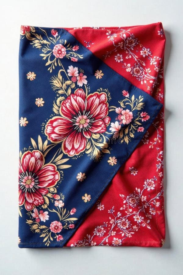 Flat Cloth Bandana Mockup, Right View Folded Fabric Showing Texture ...