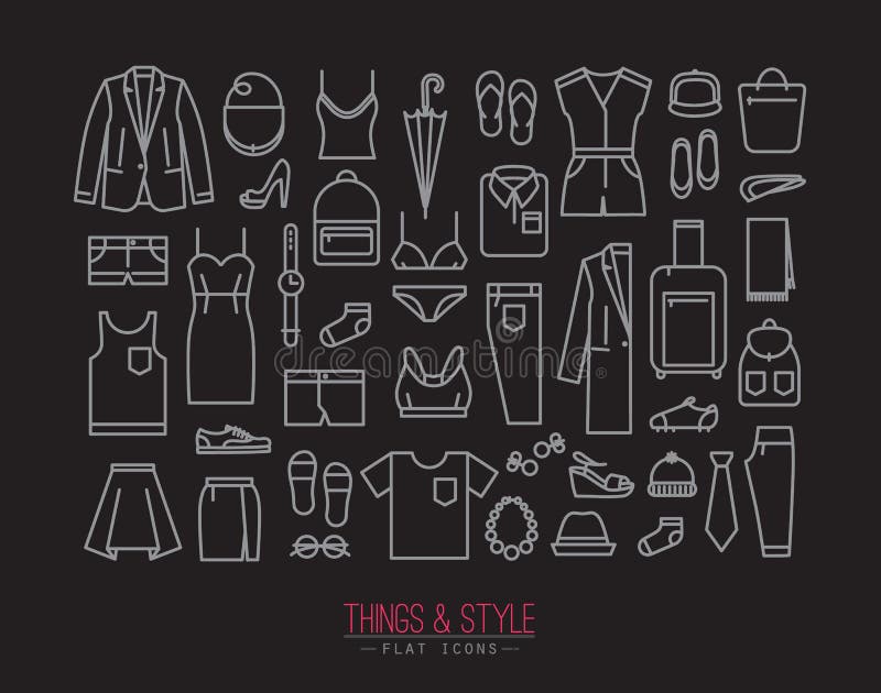 Clothes Set Icons in Flat Style. Big Collection of Clothes Symbol Stock ...