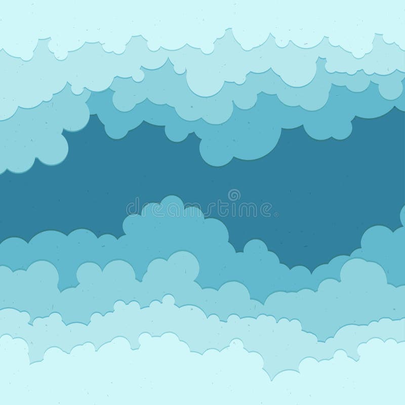 Flat Cloud Frame Illustration, Set of Circle Blue Clouds Stock ...