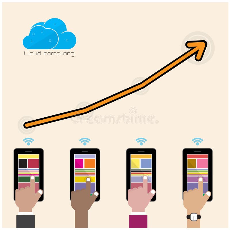 Flat Cloud Technology Computing Background Concept. Data Storage Stock Vector - Illustration of ...
