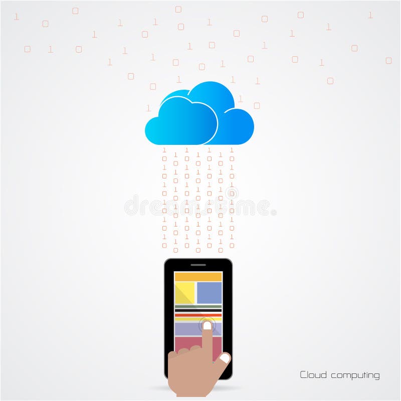 Flat Cloud Technology Computing Background Concept. Data Storage Stock Vector - Illustration of ...