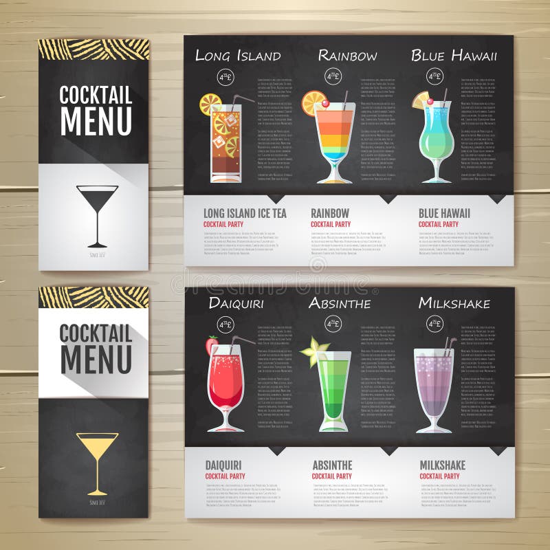 Flat Cocktail Menu Concept Design. Corporate Identity Stock Vector ...