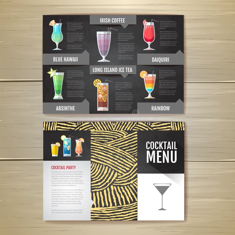 Flat Cocktail Menu Concept Design. Corporate Identity Stock Vector ...