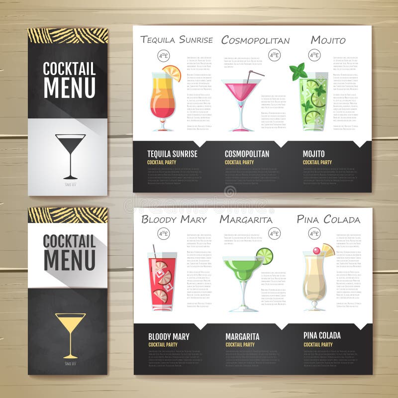 Flat Cocktail Menu Concept Design. Corporate Identity. Stock Vector ...