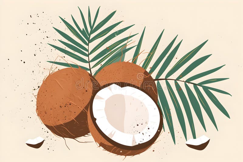 Flat Coconut Illustration - Tropical Fruit Design Stock Illustration ...