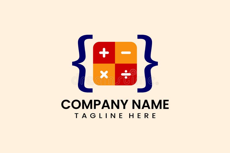 Flat Code Mathematics Logo Coding Programmer Logo Stock Vector ...
