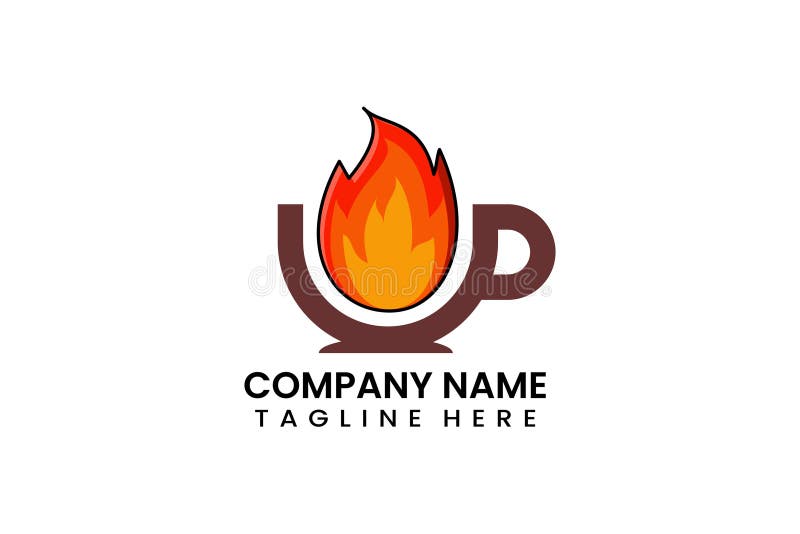 Flat Coffee Cup Fire Flame Logo Icon Template Stock Vector ...