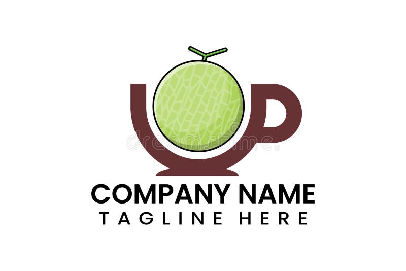 Flat Coffee Cup Melon Fruits Logo Icon Template Stock Vector ...