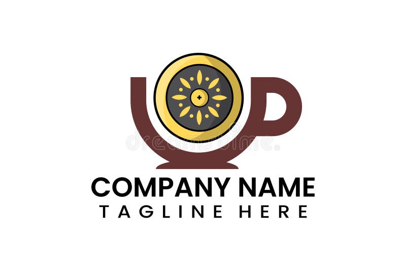 Flat Coffee Cup Shield Logo Icon Template Design Stock Illustration ...