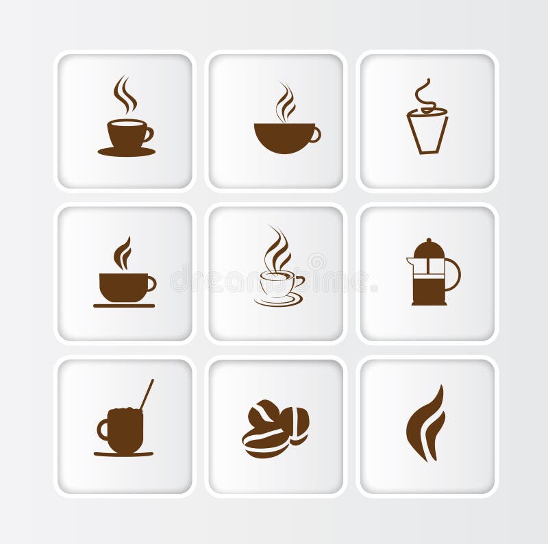 Flat Coffee Icon Illustration, Different Symbols a Stock Vector ...