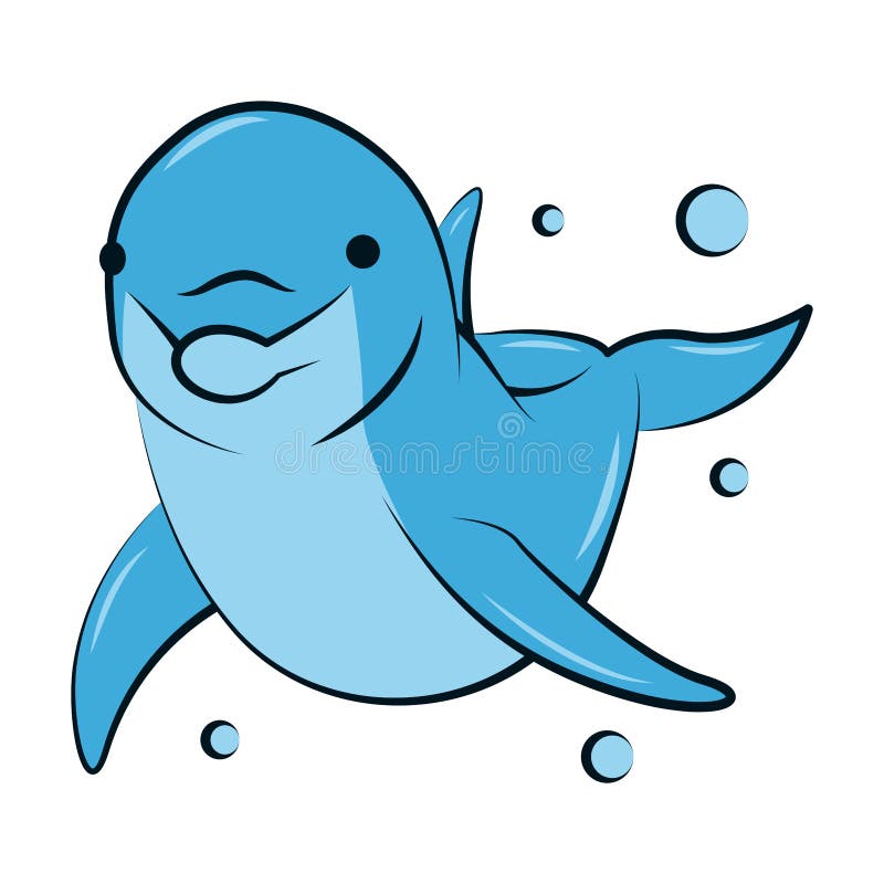 Flat Color of a Blue Dolphin Stock Vector - Illustration of aqua ...