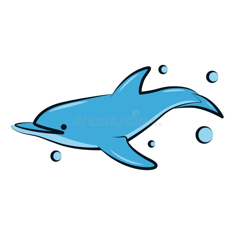 Flat Color of a Blue Dolphin Stock Vector - Illustration of element ...