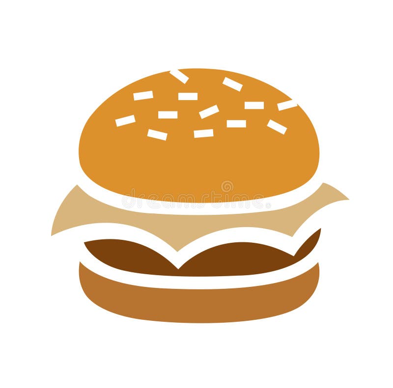 Flat Color Burger Icon with Butter Layer and Sesame Seed Bun Stock Vector - Illustration of ...
