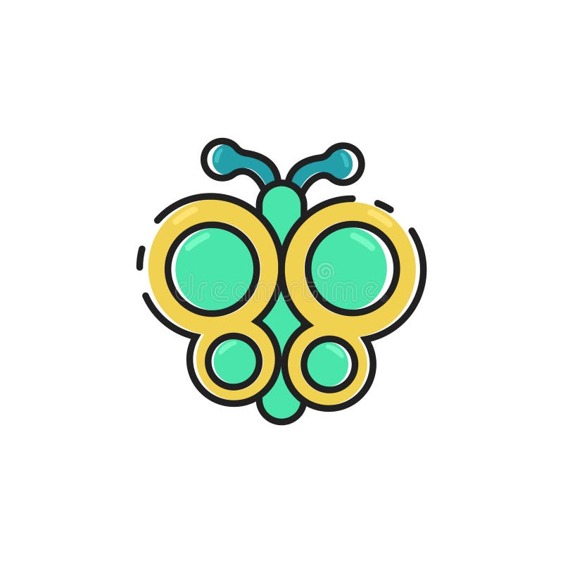 Flat color butterfly icon stock vector. Illustration of color - 102455552