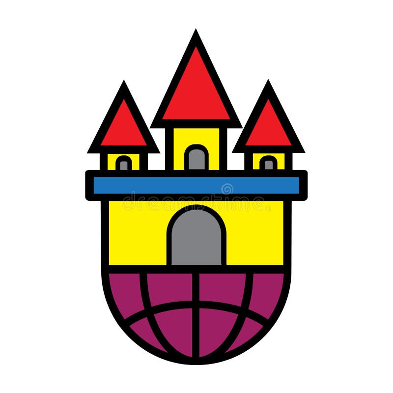 Flat color castle icon stock vector. Illustration of landmark - 106010089