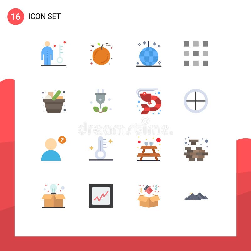 Pack of 16 Modern Flat Colors Signs and Symbols for Web Print Media ...