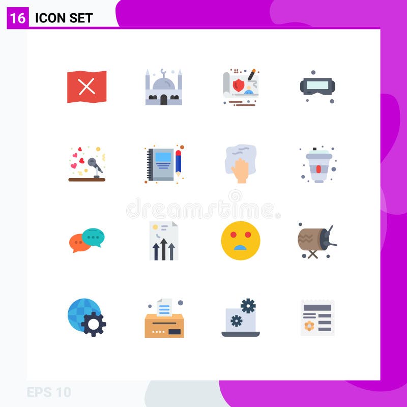 16 Universal Flat Color Signs Symbols of Reception, Microphone, Design ...