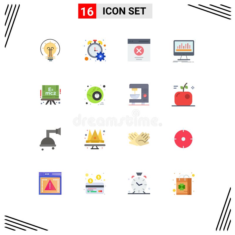 Pack of 16 Creative Flat Colors of Stats, Dashboard, Communication ...