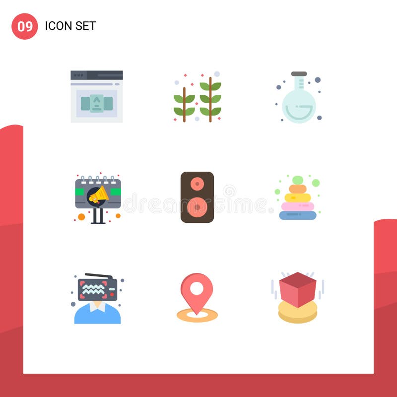 Pack of 9 Modern Flat Colors Signs and Symbols for Web Print Media Such ...