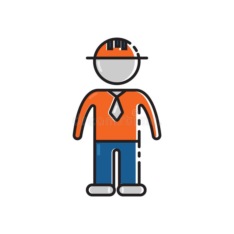 Flat Color Construction Worker Icon Stock Vector - Illustration of ...