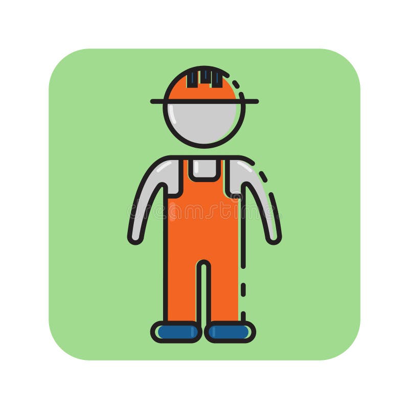 Flat Color Construction Worker Icon Stock Vector - Illustration of ...