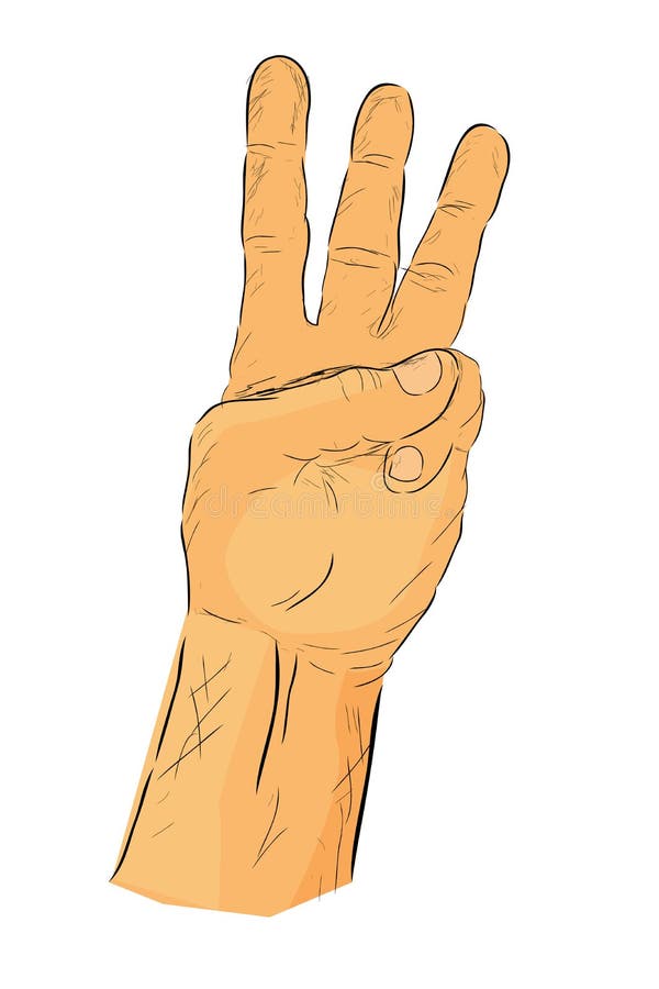 Flat Color Hand Draw Sketch Counting or Voting Hand, Three Stock Vector ...