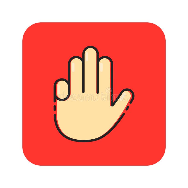 Flat color hands sign icon stock vector. Illustration of anatomy ...