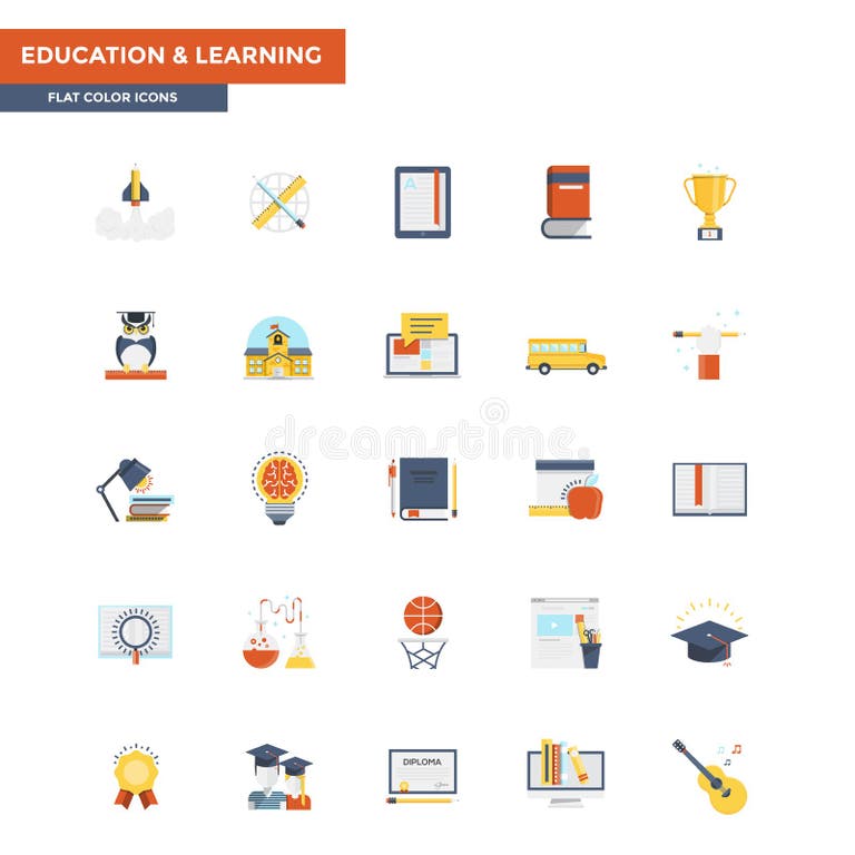 Flat Icons Learning Stock Illustrations – 24,451 Flat Icons Learning ...
