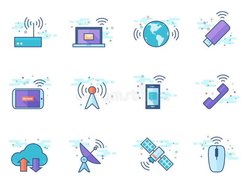 Flat Color Icons - Wireless Stock Vector - Illustration of mouse ...