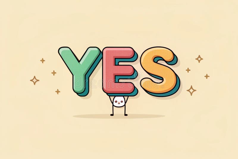 Flat Color Illustration of a Cartoon YES Text - Generated by Ai Stock ...