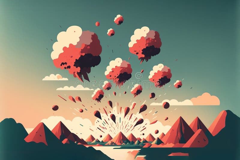 Flat Color Illustration of Particle Explosion Stock Illustration ...