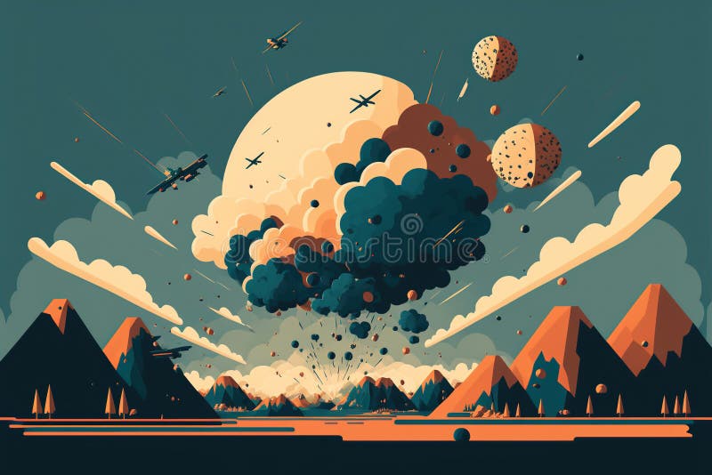 Flat Color Illustration of Particle Explosion Stock Illustration ...