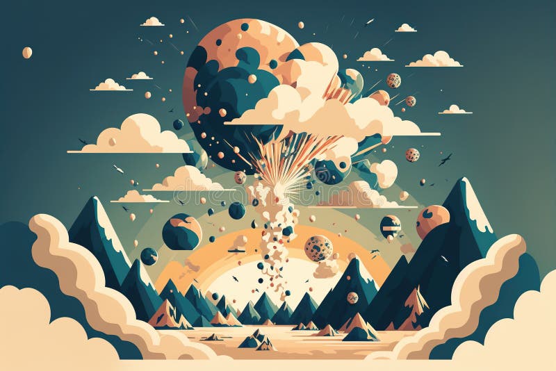 Flat Color Illustration of Particle Explosion Stock Illustration ...