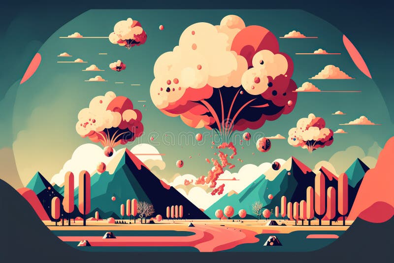 Flat Color Illustration of Particle Explosion Stock Illustration ...