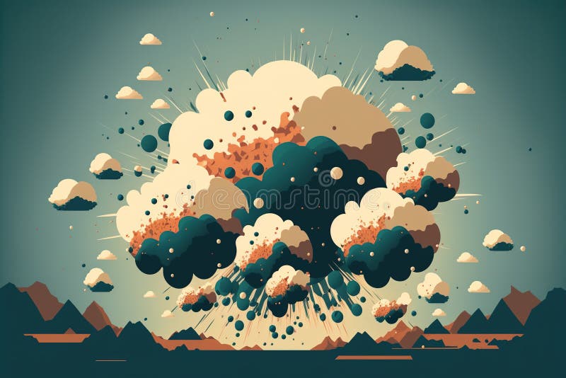 Flat Color Illustration of Particle Explosion Stock Illustration ...