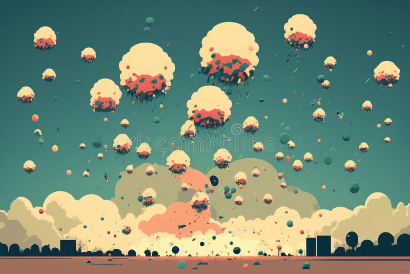 Flat Color Illustration of Particle Explosion Stock Illustration ...