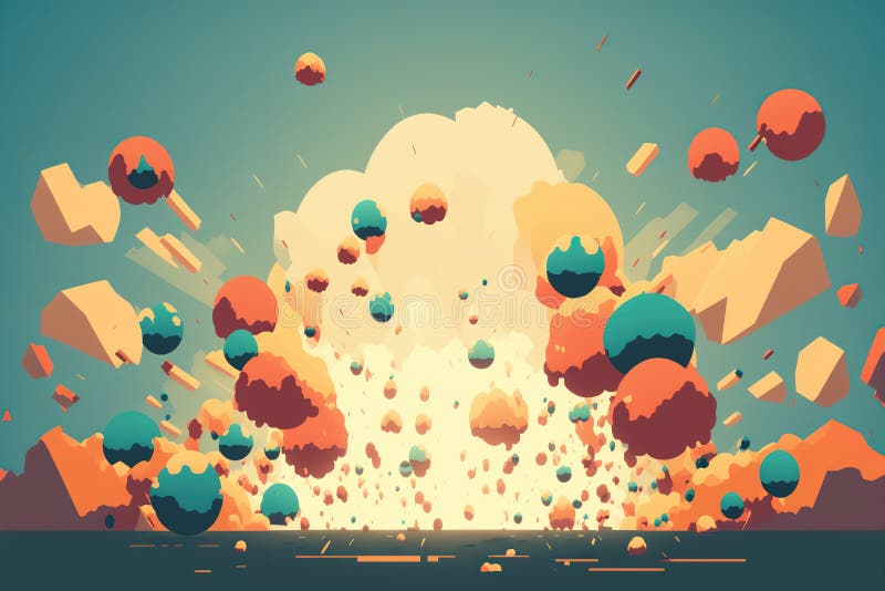 Flat Color Illustration of Particle Explosion Stock Illustration ...