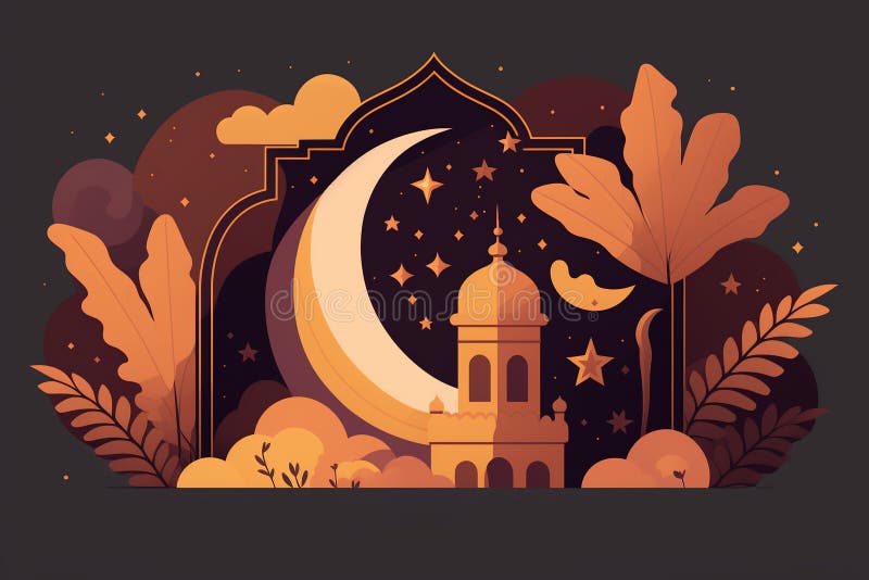 Flat Color Illustration for Ramadan Stock Illustration - Illustration ...