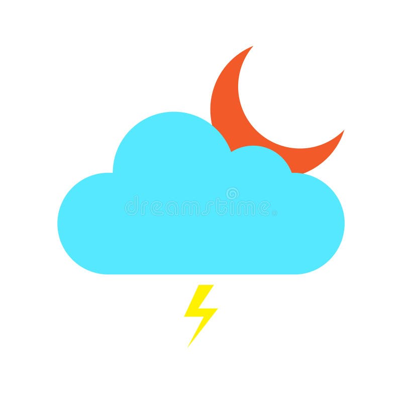 Flat Color Lightning Storm Icon Stock Vector - Illustration of cloud ...