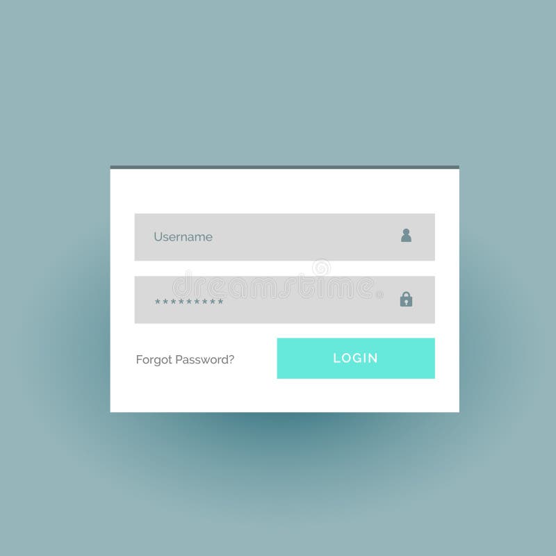 Flat Color Login Form Ui Template in White Stock Vector - Illustration ...