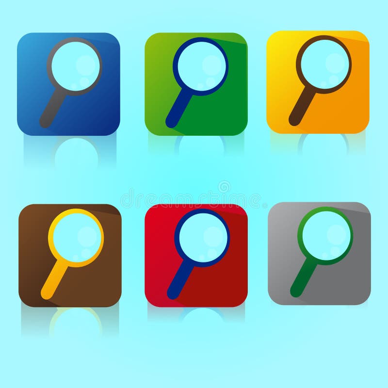 Flat Color Magnifying Glass Icon Stock Illustration - Illustration of ...