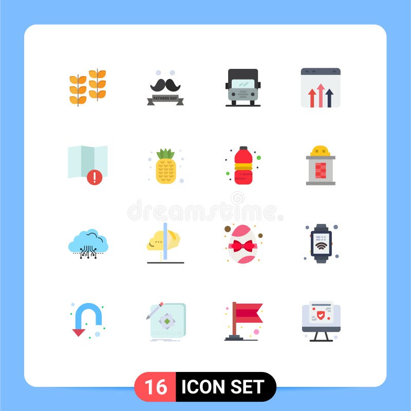 Group of 16 Modern Flat Colors Set for Alert, Growth, Auto, Graph ...