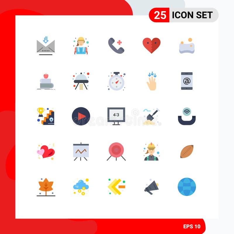 Flat Color Pack of 25 Universal Symbols of Broken, Like, Call, Love ...