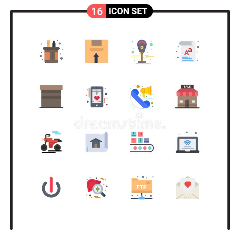 Flat Color Pack of 16 Universal Symbols of Building, Font, Logistic ...