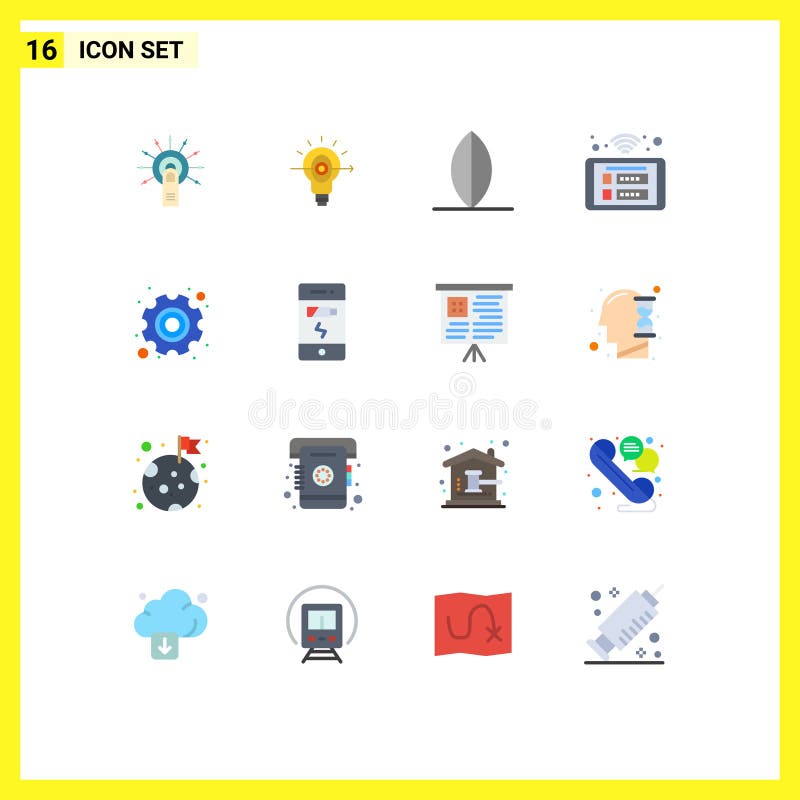 Flat Color Pack of 16 Universal Symbols of Day, Smart, Business, Panel ...