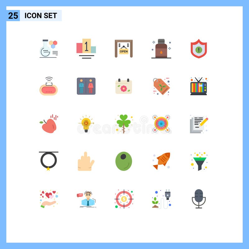 Flat Color Pack of 25 Universal Symbols of Device, Security, Shop ...