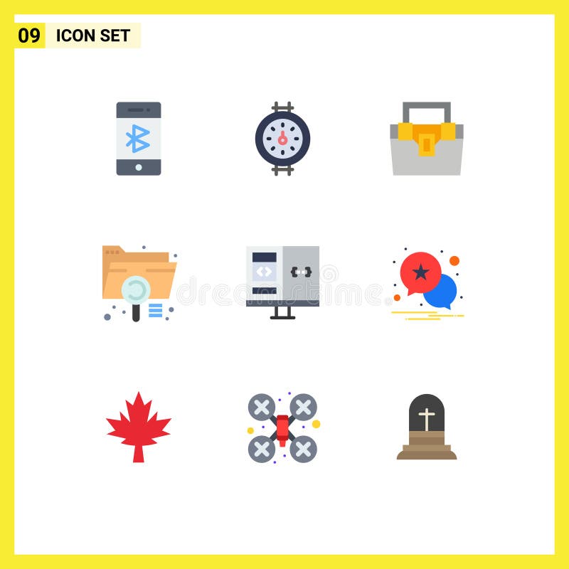 Flat Color Pack of 9 Universal Symbols of File, Document, Bag, Data ...