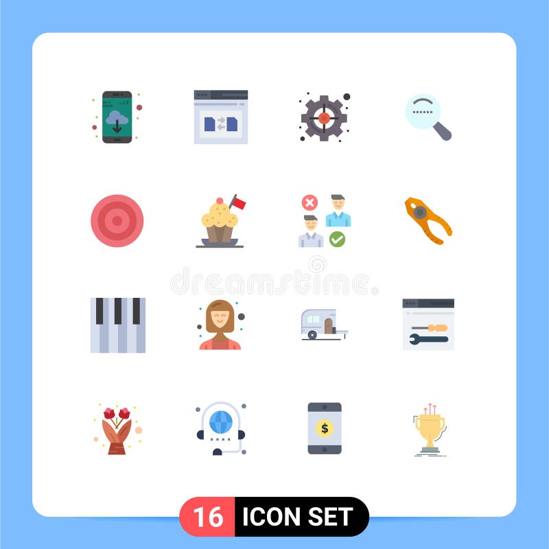 Set of 16 Modern UI Icons Symbols Signs for Interface, Dote, Goal ...
