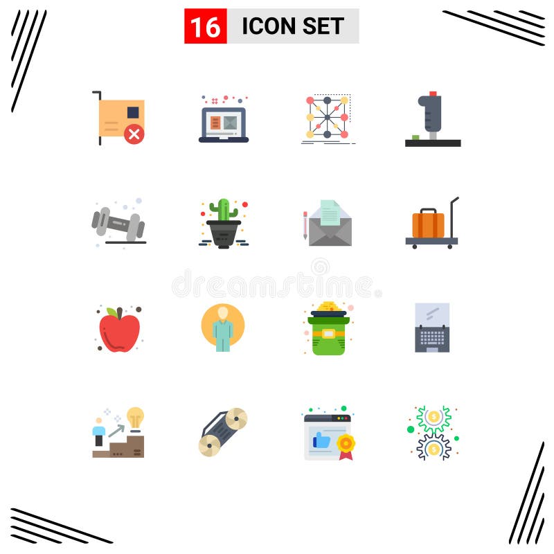 16 Universal Flat Color Signs Symbols of Joystick, Device, Graphic ...