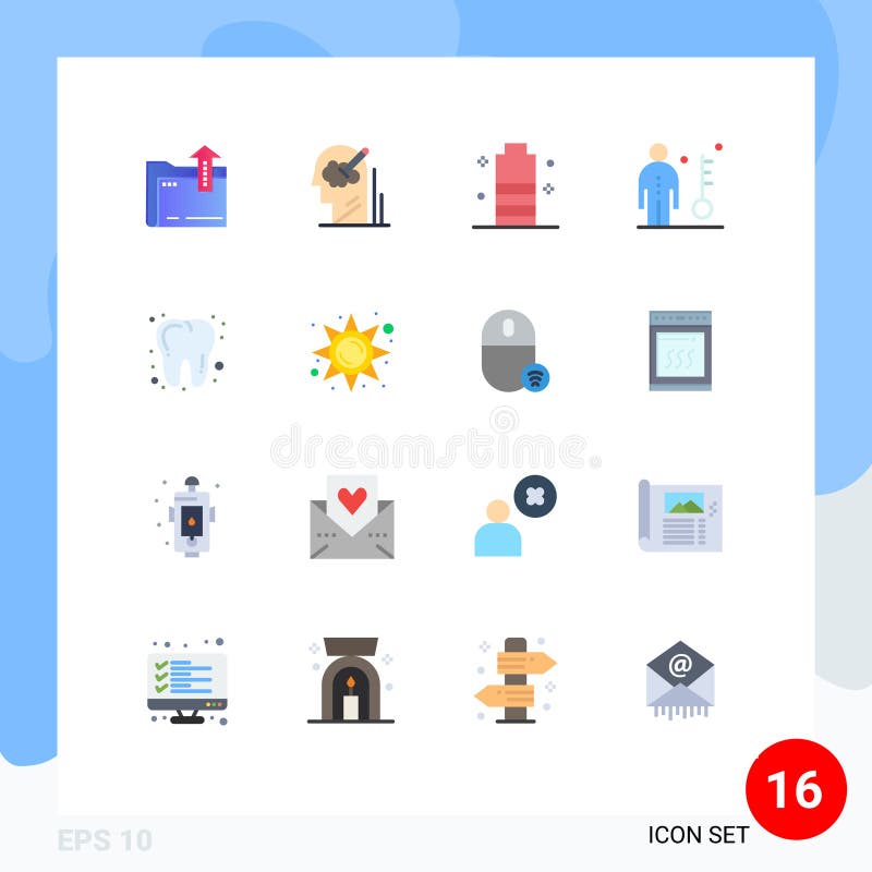 Flat Color Pack of 16 Universal Symbols of Key, Human, Solution ...